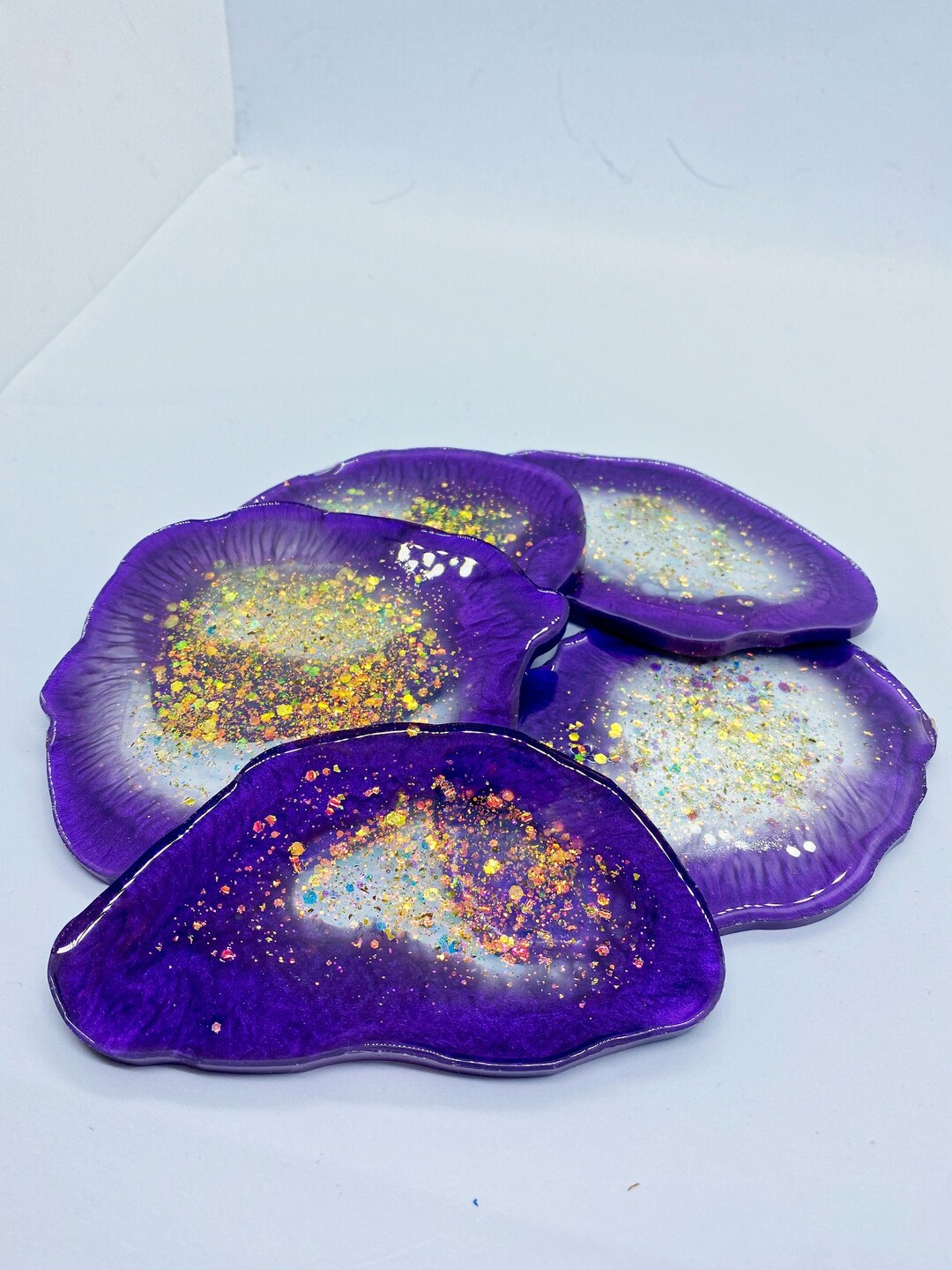 Purple Geode Resin Coaster Set Purple and Gold Geode Resin Coasters ...