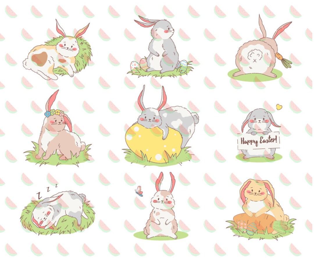 Bunny Bundle Clipart Svg, Eps, Png & Jpg Cut Files for Cricut ...
