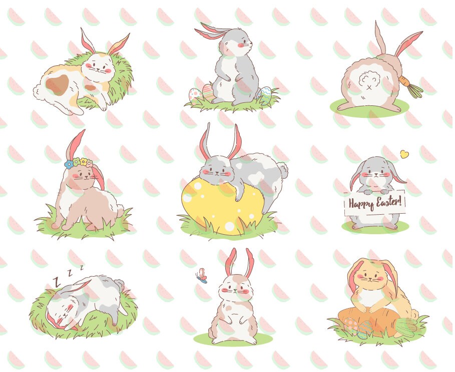 Bunny Bundle Clipart Svg, Eps, Png & Jpg Cut Files for Cricut ...