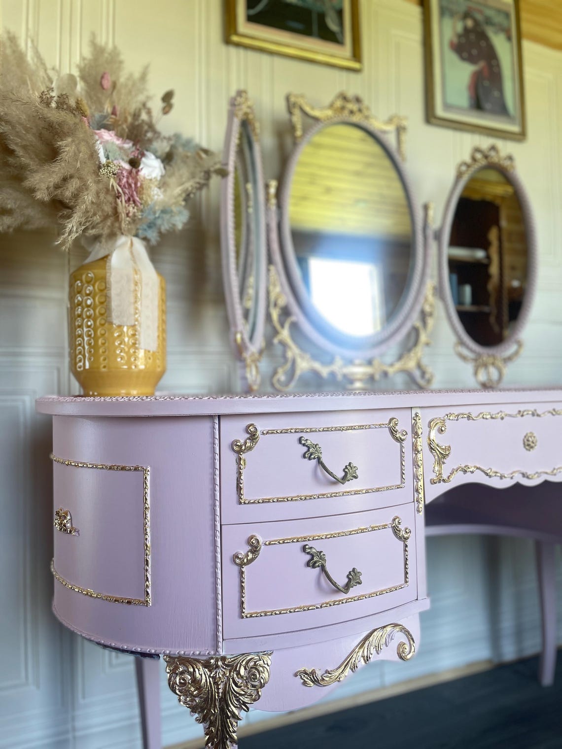French Louis Style Dressing Table With Mirror: Bespoke Commission - Etsy