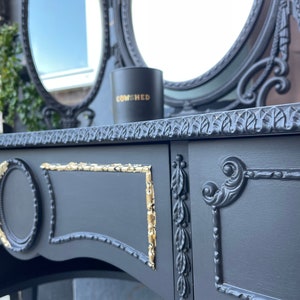 Bespoke French Style Vanity: Black and Gold Ornate Dressing Table - Etsy