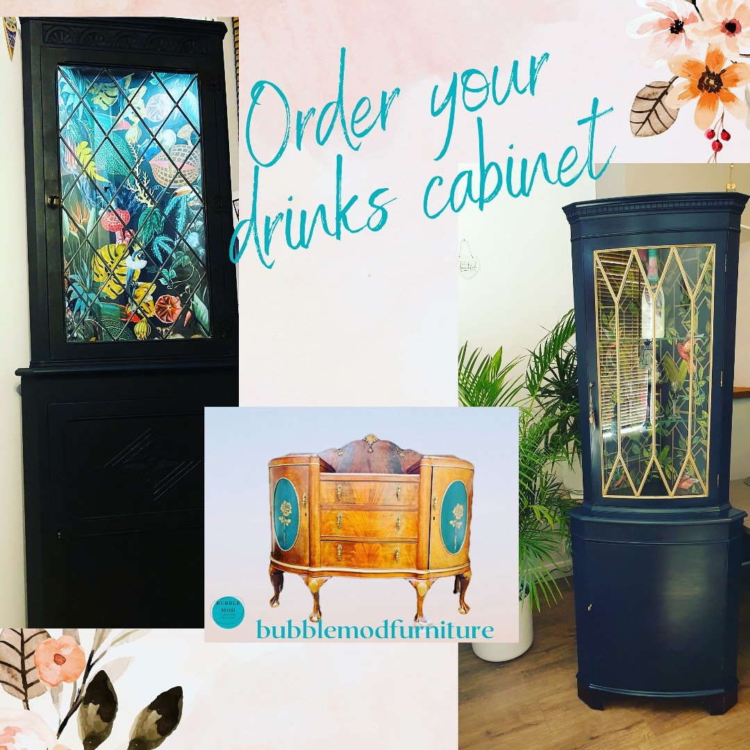 Bespoke Vintage Corner Drinks Cabinet: Custom Gin Display - Etsy