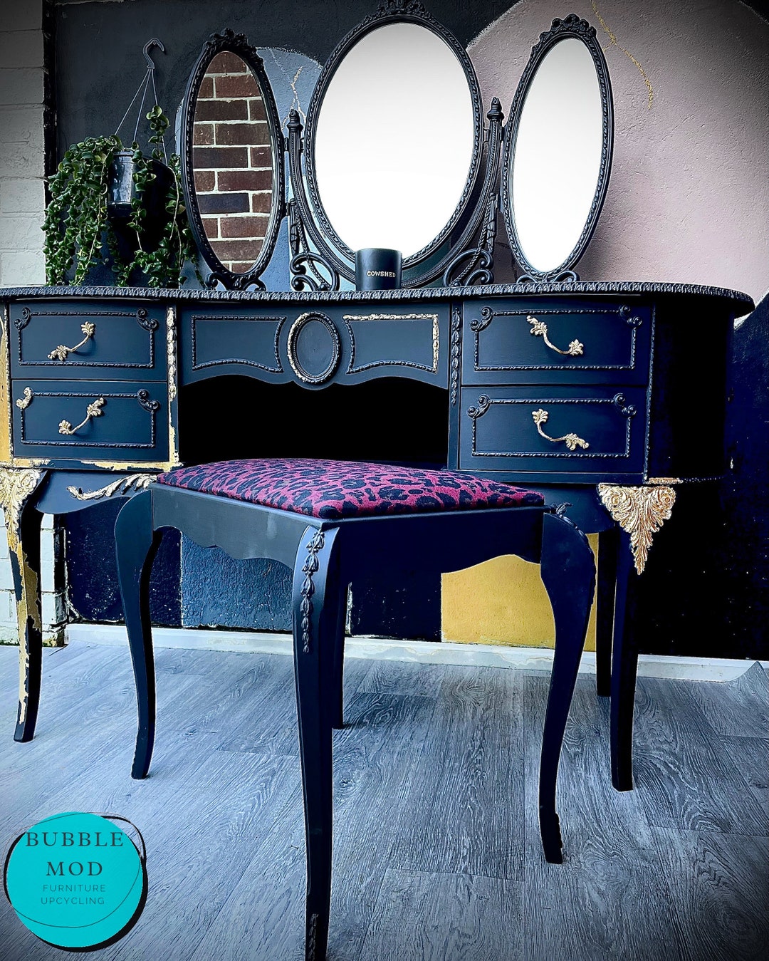French Style Dressing Table Black and Gold| Bespoke Furniture | Vintage ...