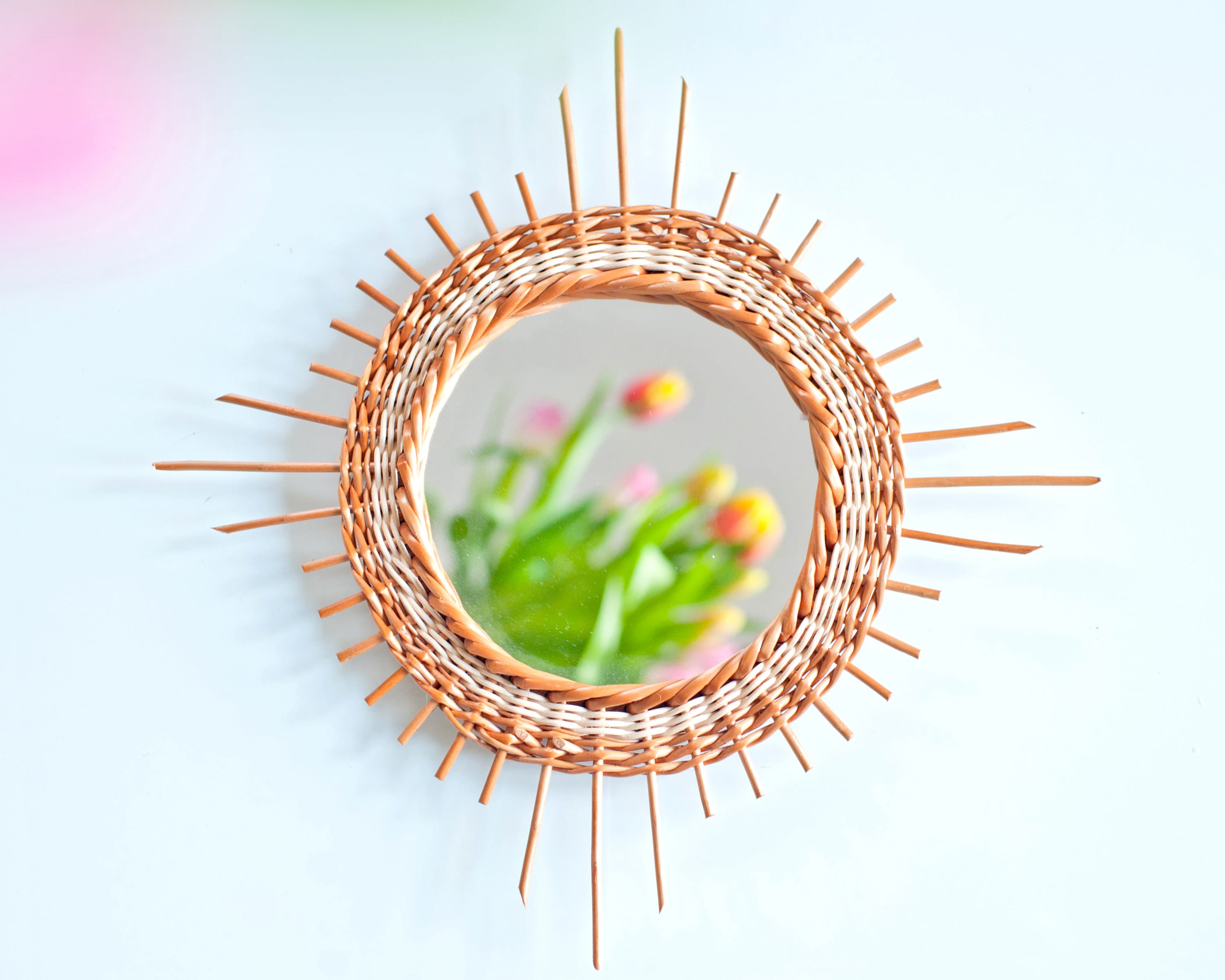 Sun Shaped Rattan Mirror Sunburst Bohemian Mirror boho Home - Etsy