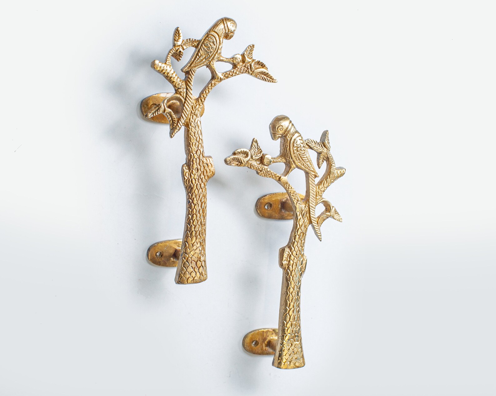 Jungle Tree Door Handle Pair Parrot on Tree Solid Brass Door - Etsy