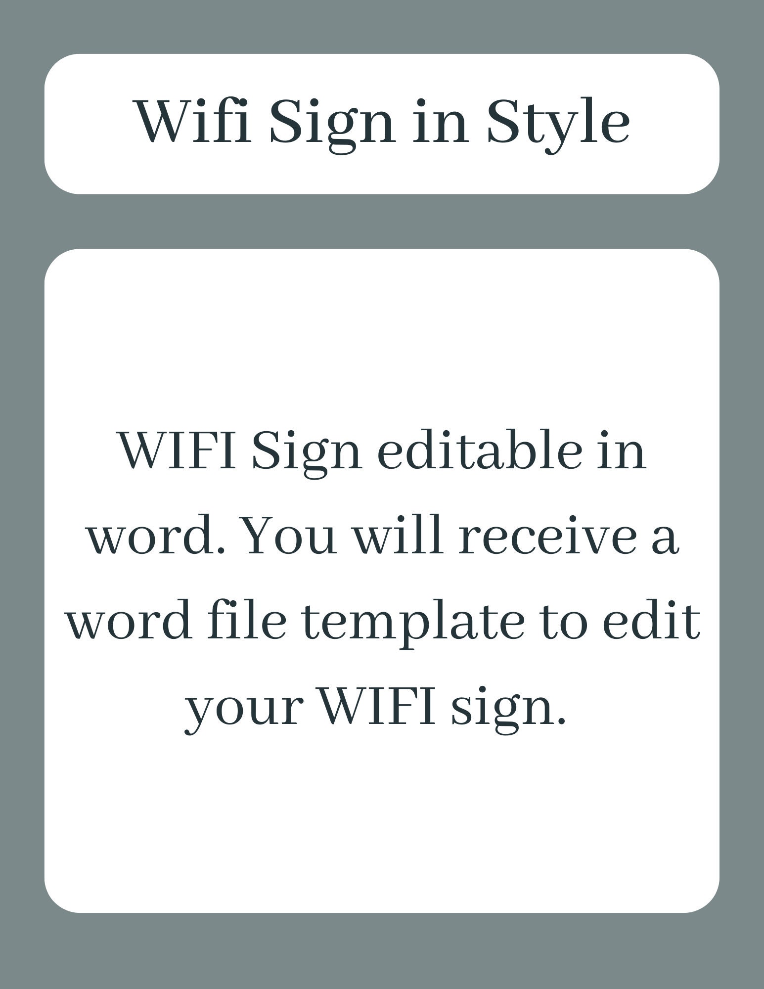 Wifi Sign Editable in Word, Airbnb Wifi Sign, Wifi Password Sign ...