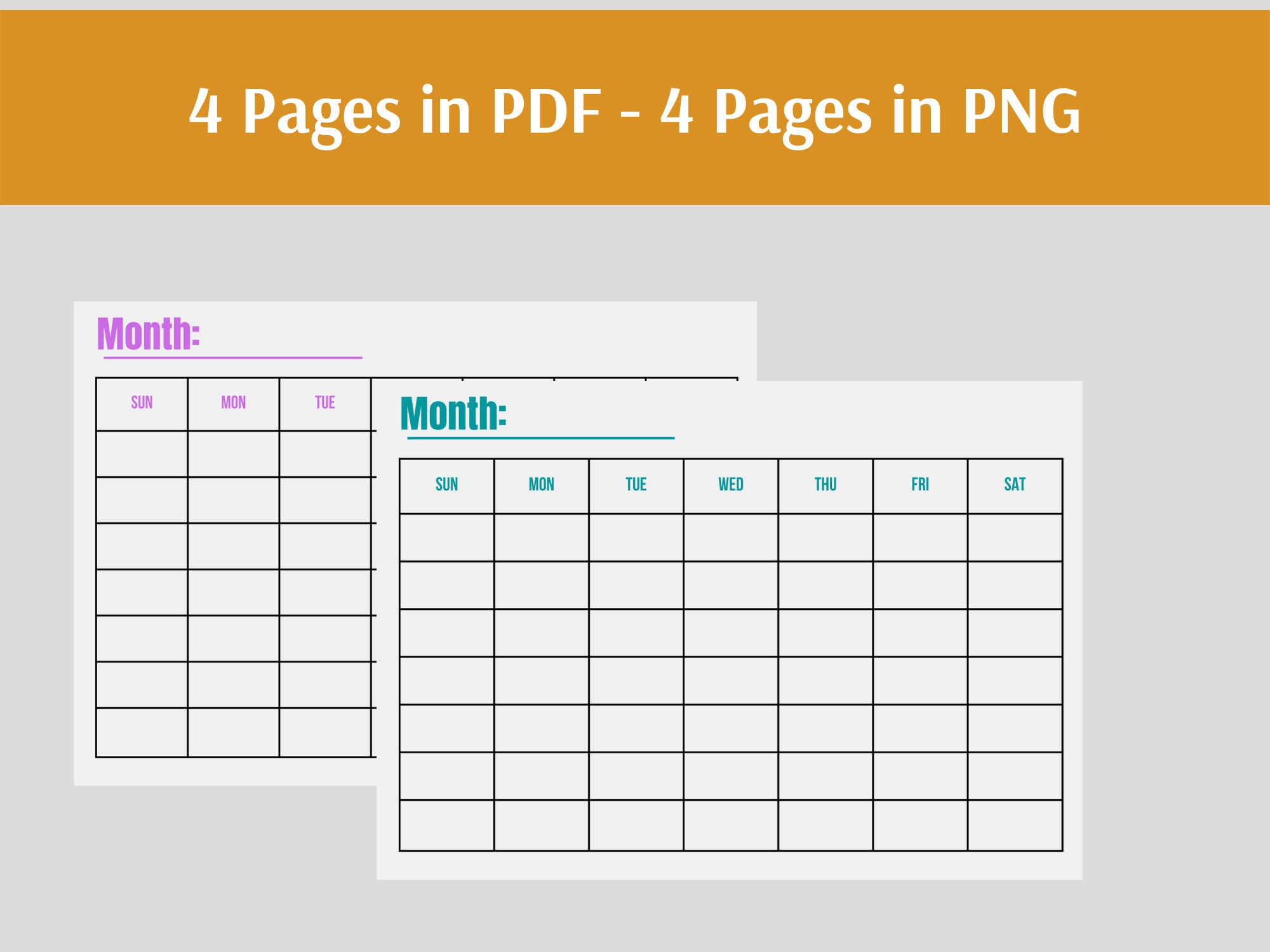 Perpetual Blank Calendar Printable Digital Download | Blank Planner ...