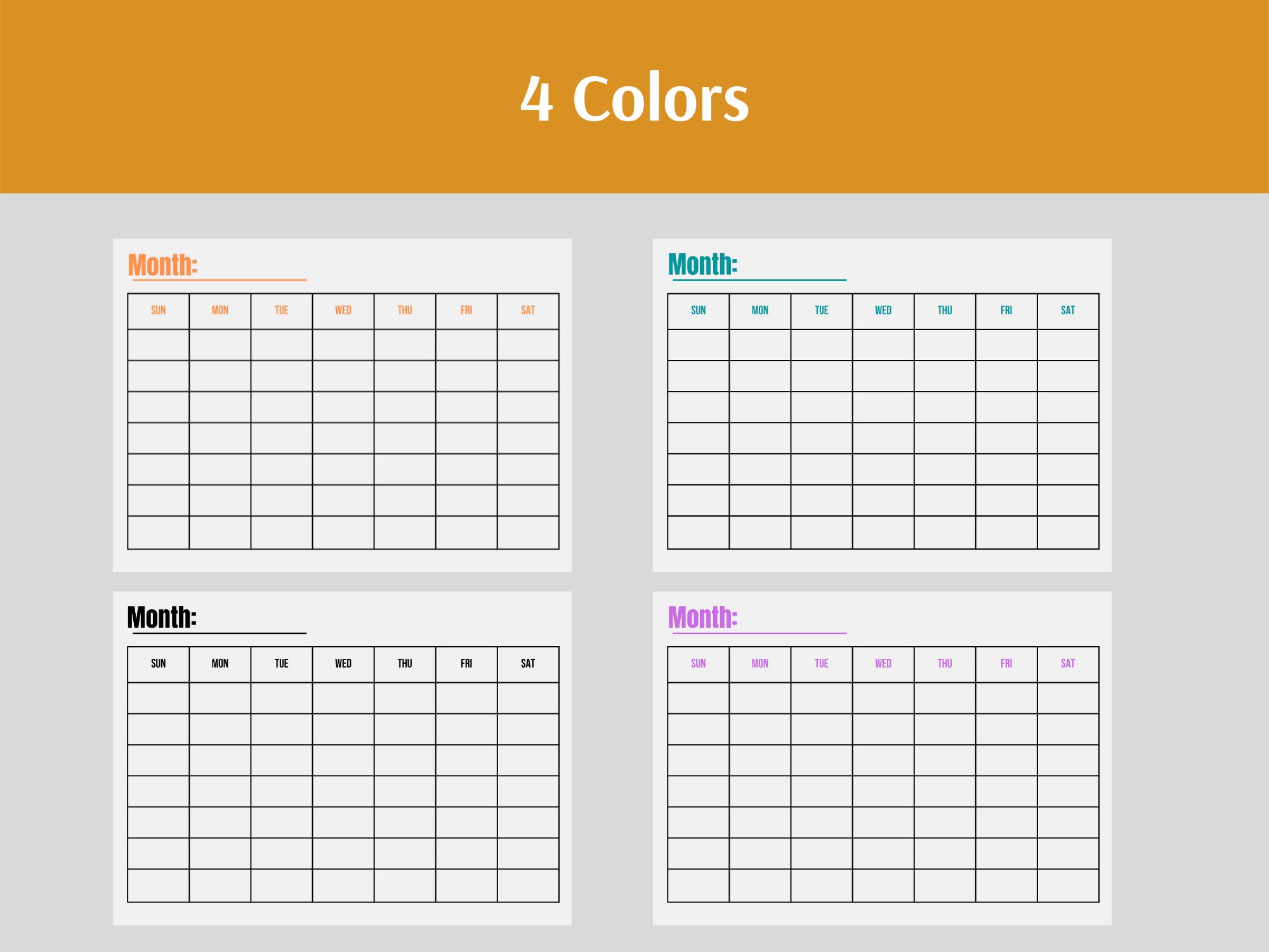 Perpetual Blank Calendar Printable Digital Download | Blank Planner ...