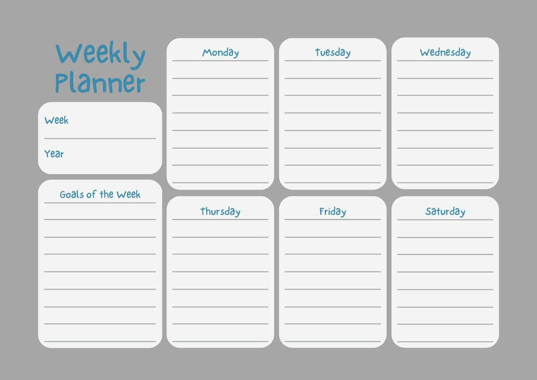 Weekly Planner, Simple Planner, Weekly Schedule, Weekly Notes, Digital ...