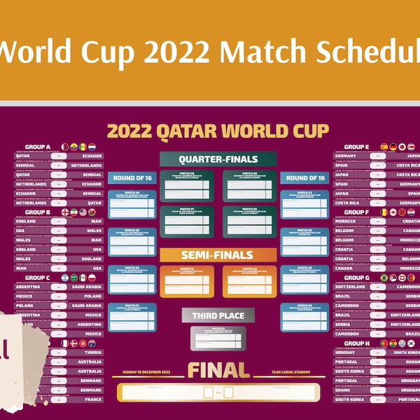 2022 World Cup Schedule - Etsy