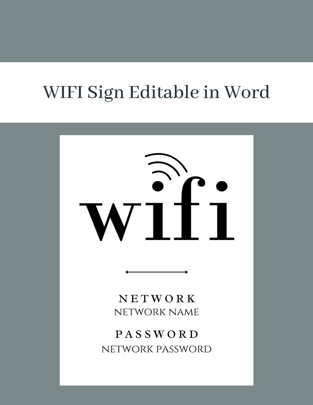 Wifi Sign Editable in Word, Airbnb Wifi Sign, Wifi Password Sign ...