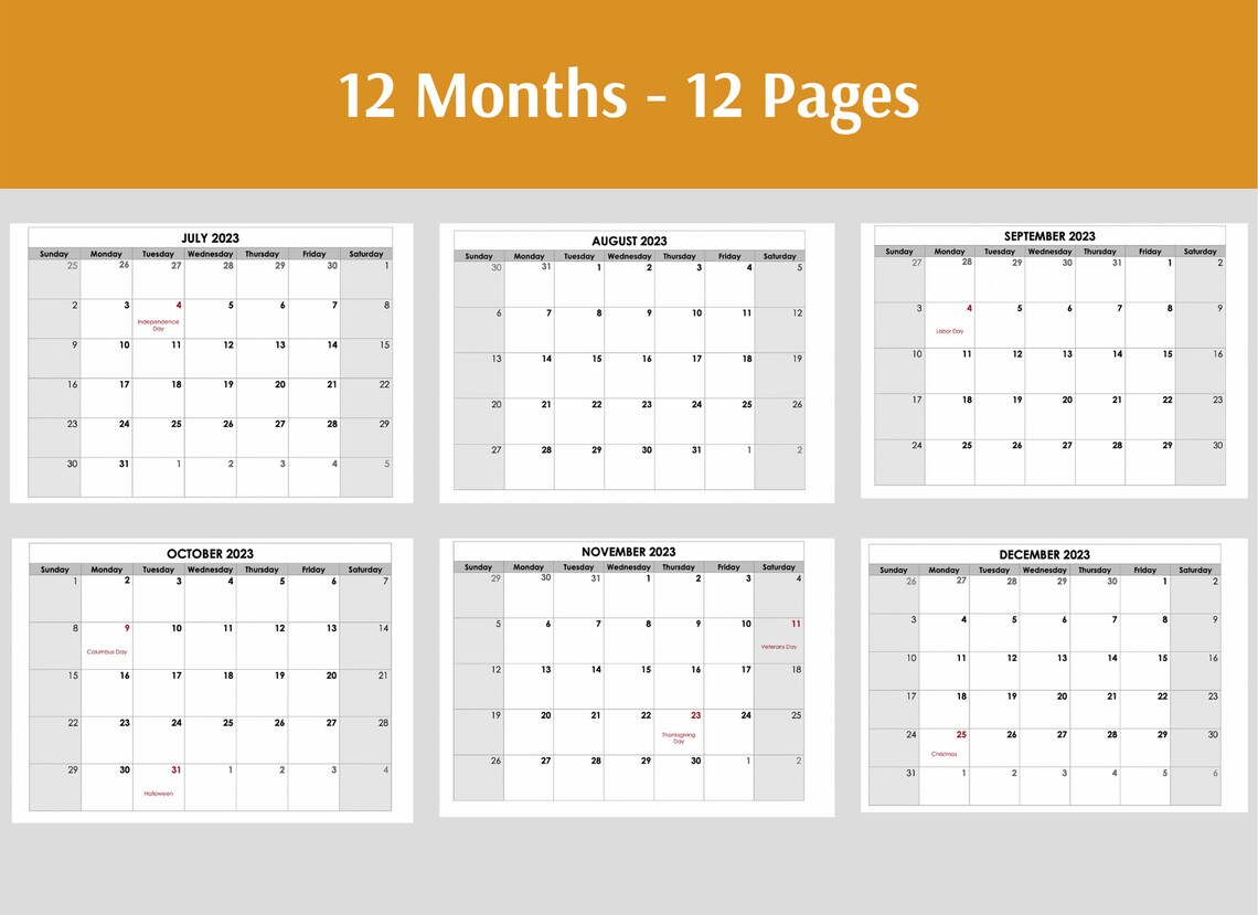 2023 Calendar Editable Word, Calendar Template, Digital File, Monthly ...