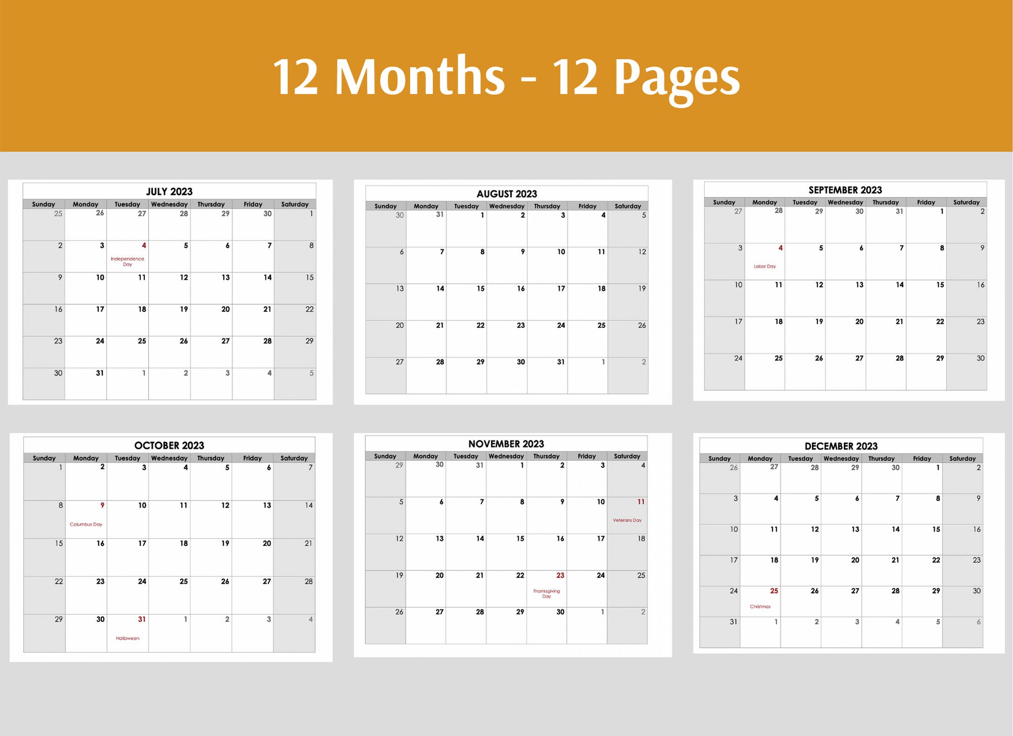 2023 Calendar Editable Word, Calendar Template, Digital File, Monthly ...