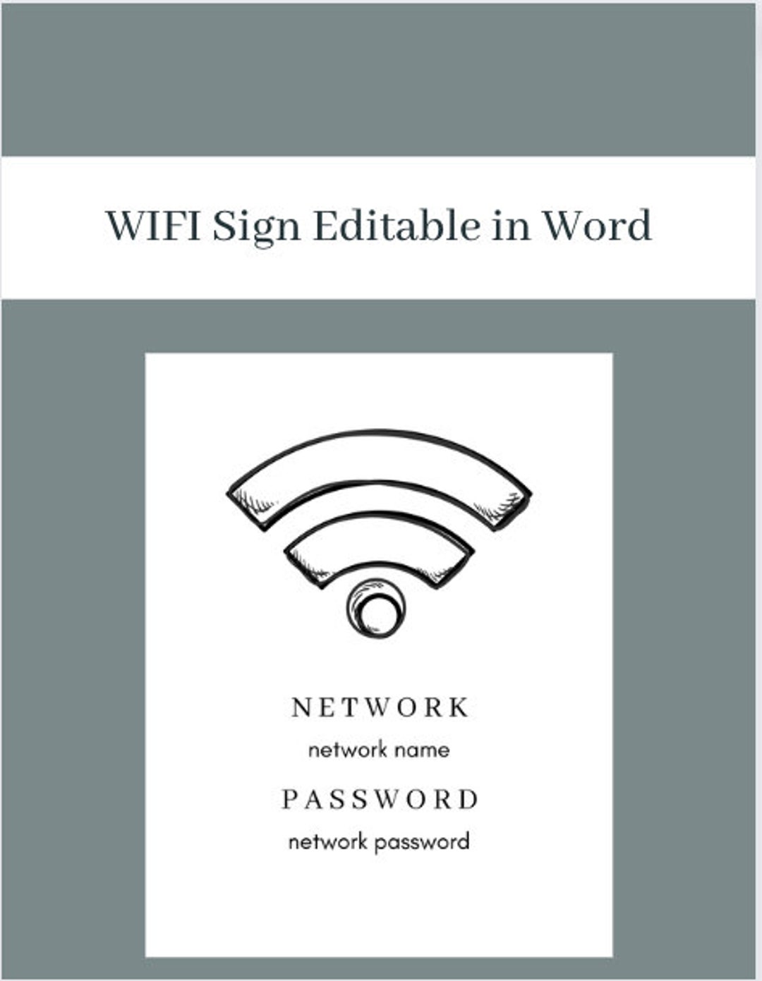 Wifi Sign Editable in Word, Airbnb Wifi Sign, Wifi Password Sign ...