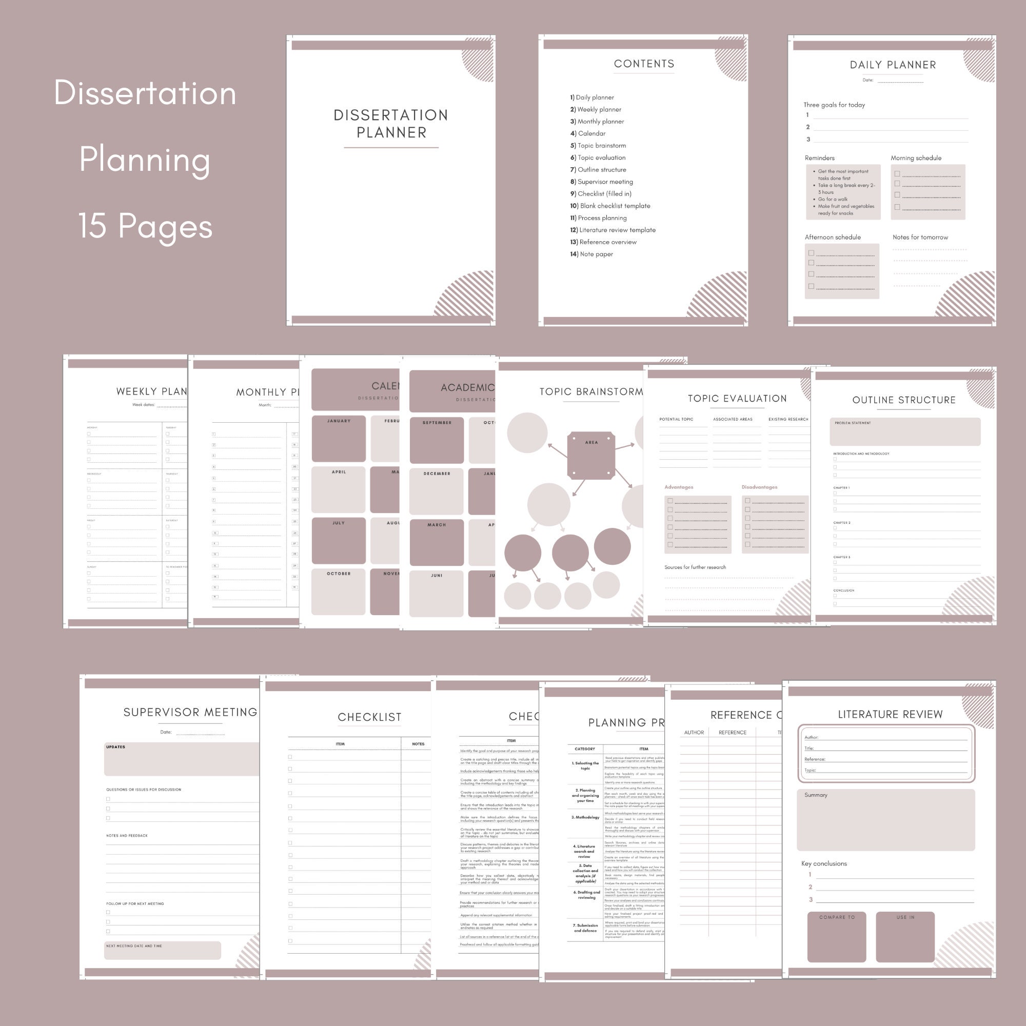 Dissertation Planner, Thesis Planner, Master Planner, Phd Planner ...
