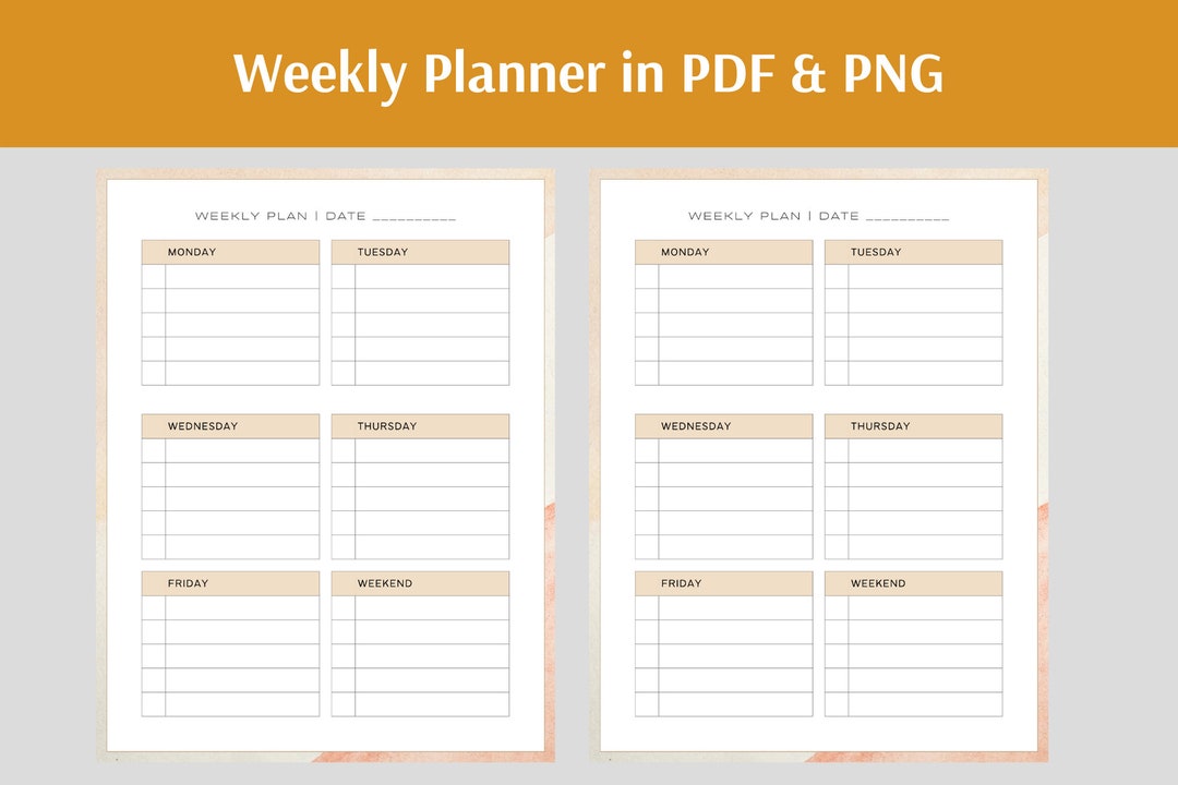 Weekly Planner, Weekly Schedule, Weekly Notes, Digital Planner, A4 (11 ...