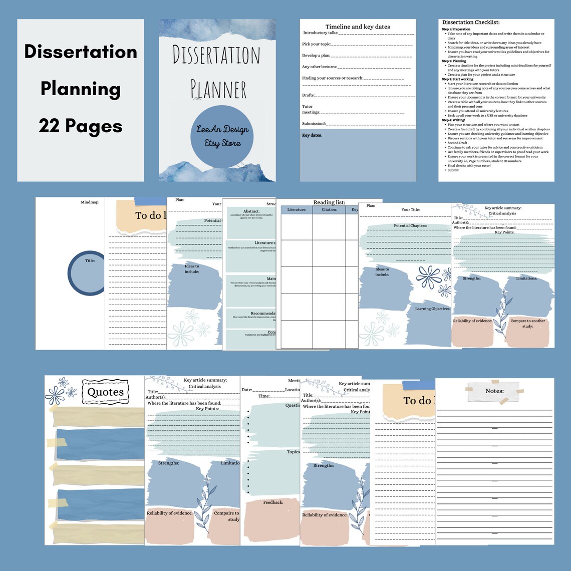 Dissertation Planner, Thesis Planner, Master Planner, Phd Planner ...