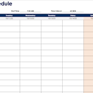 Hourly Weekly Schedule Excel Template, Weekly Planner, Daily Schedule ...