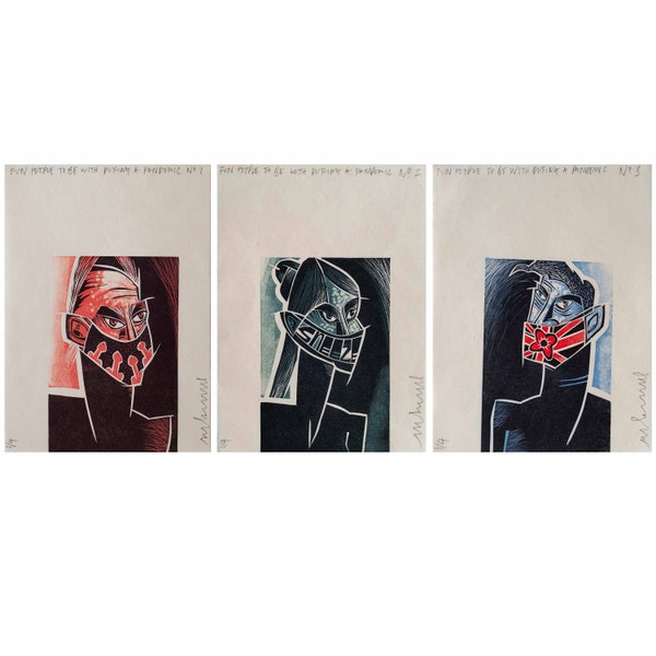 Linocut People Print - Etsy