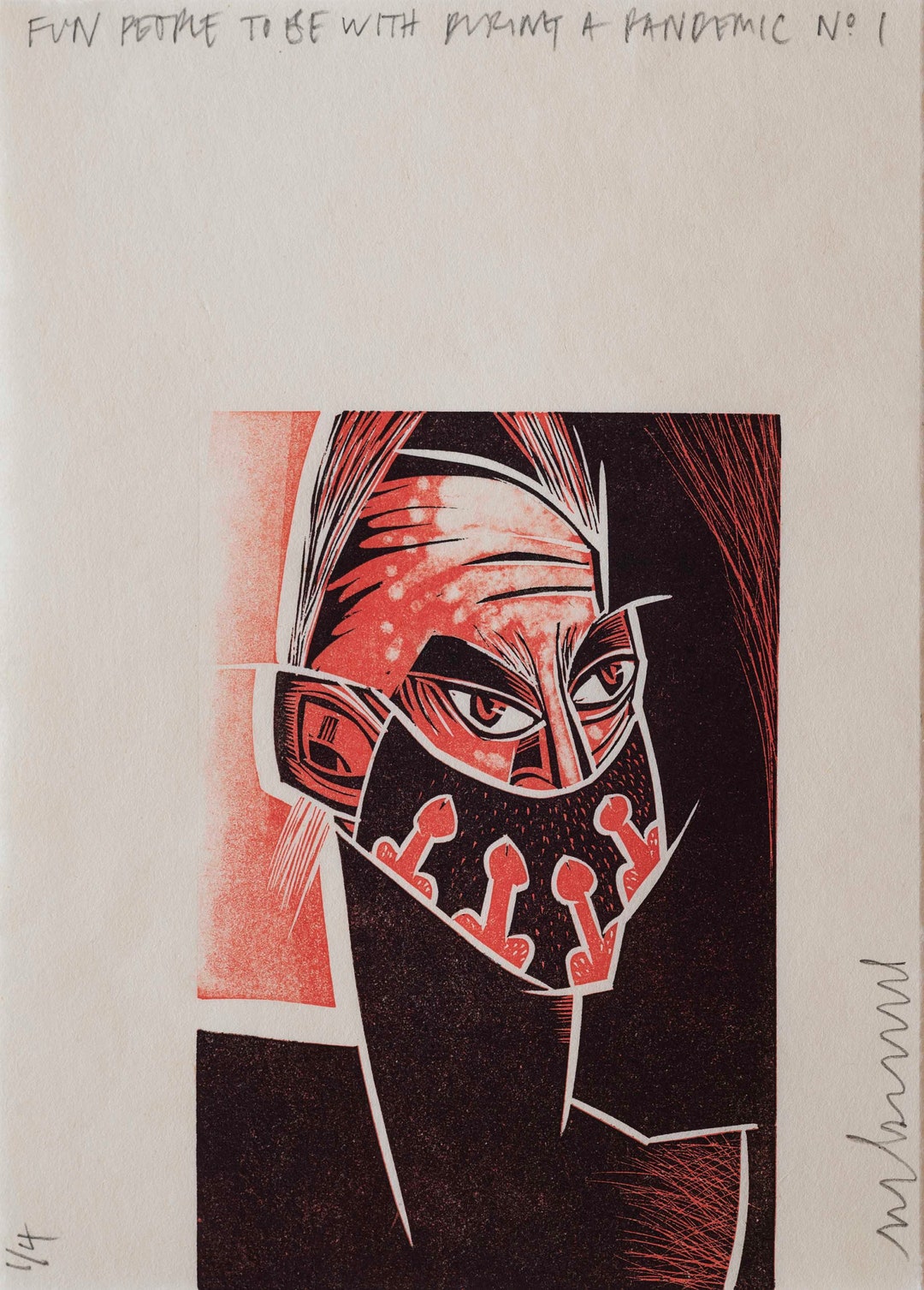 Linocut Print Fun People to Be With During a Pandemic No. 1 - Etsy