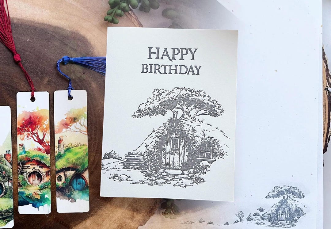 Shire Birthday Gift Set: Letterpress Card, Stationery & Bookmarks - Etsy