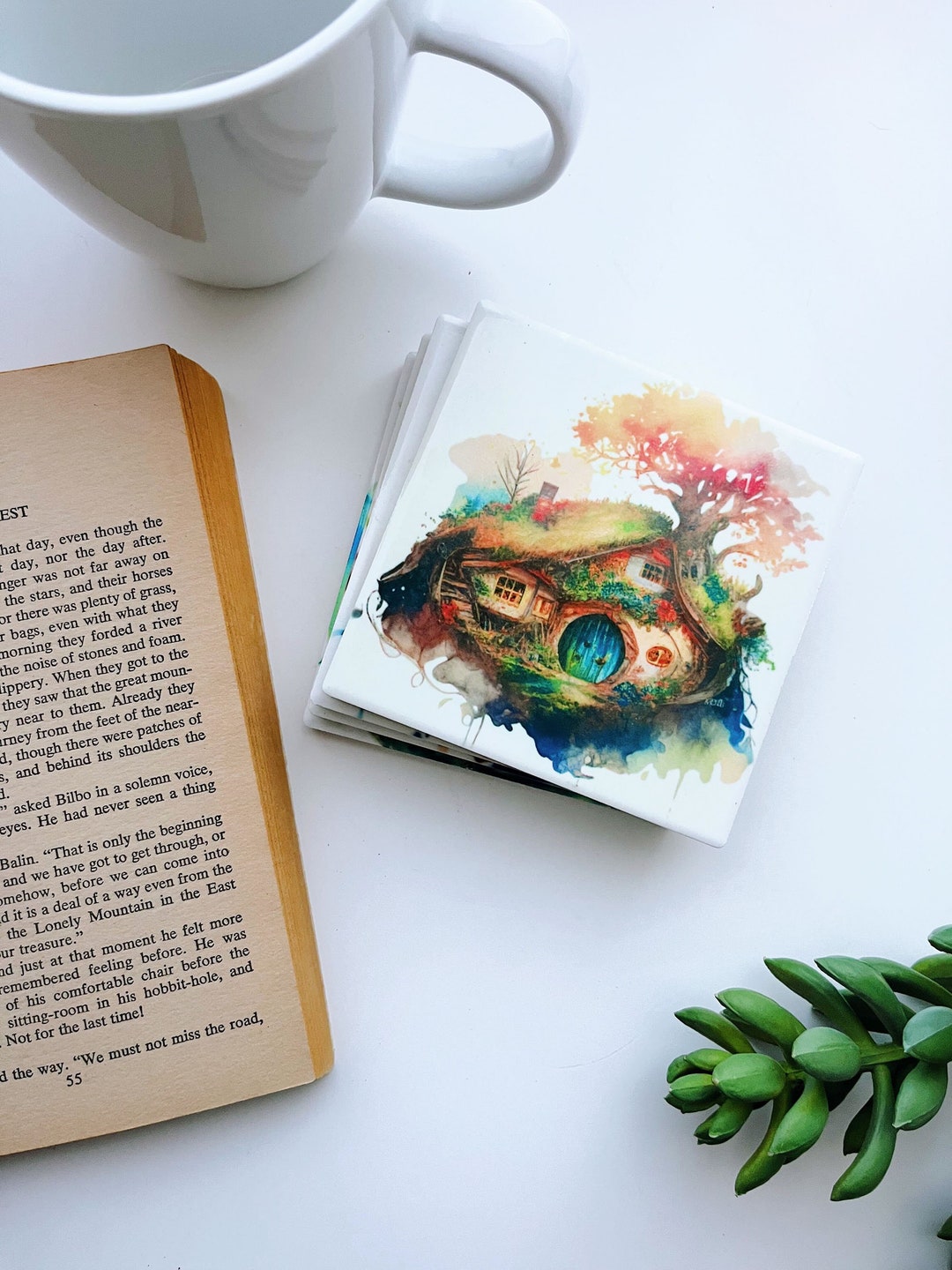 Shire Homes, Ceramic Tile Middle-earth Themed Coaster Set, 4 Unique ...