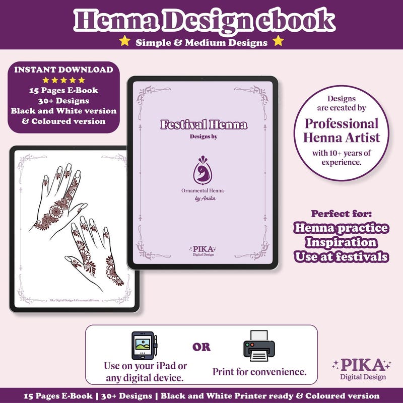 Henna Tattoos Pdf - Etsy UK