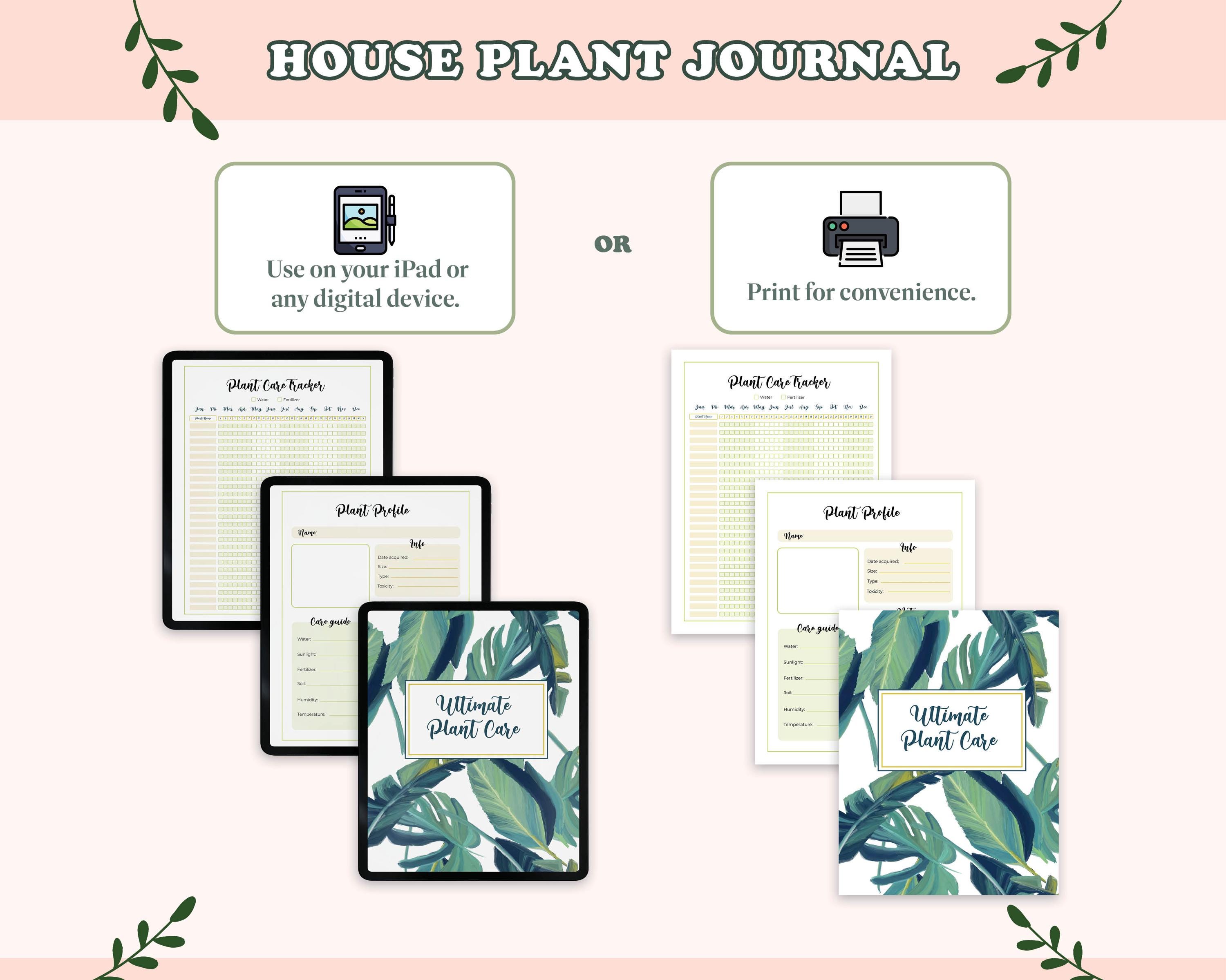 Houseplant Care Journal: Printable Plant Tracker (PDF, JPEG) - Etsy