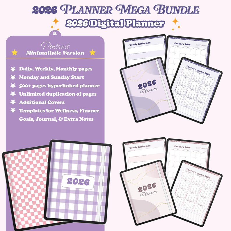 2026 Planner Bundle: 2026 Dated Vertical Horizontal Planners, Daily ...