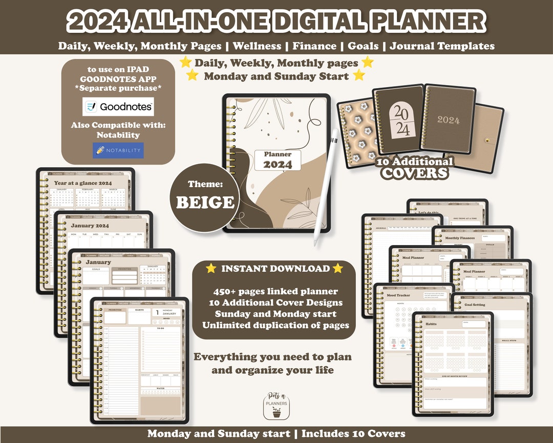 Digital Planner 2024 Dated Digital Planner Goodnotes Planner Daily ...