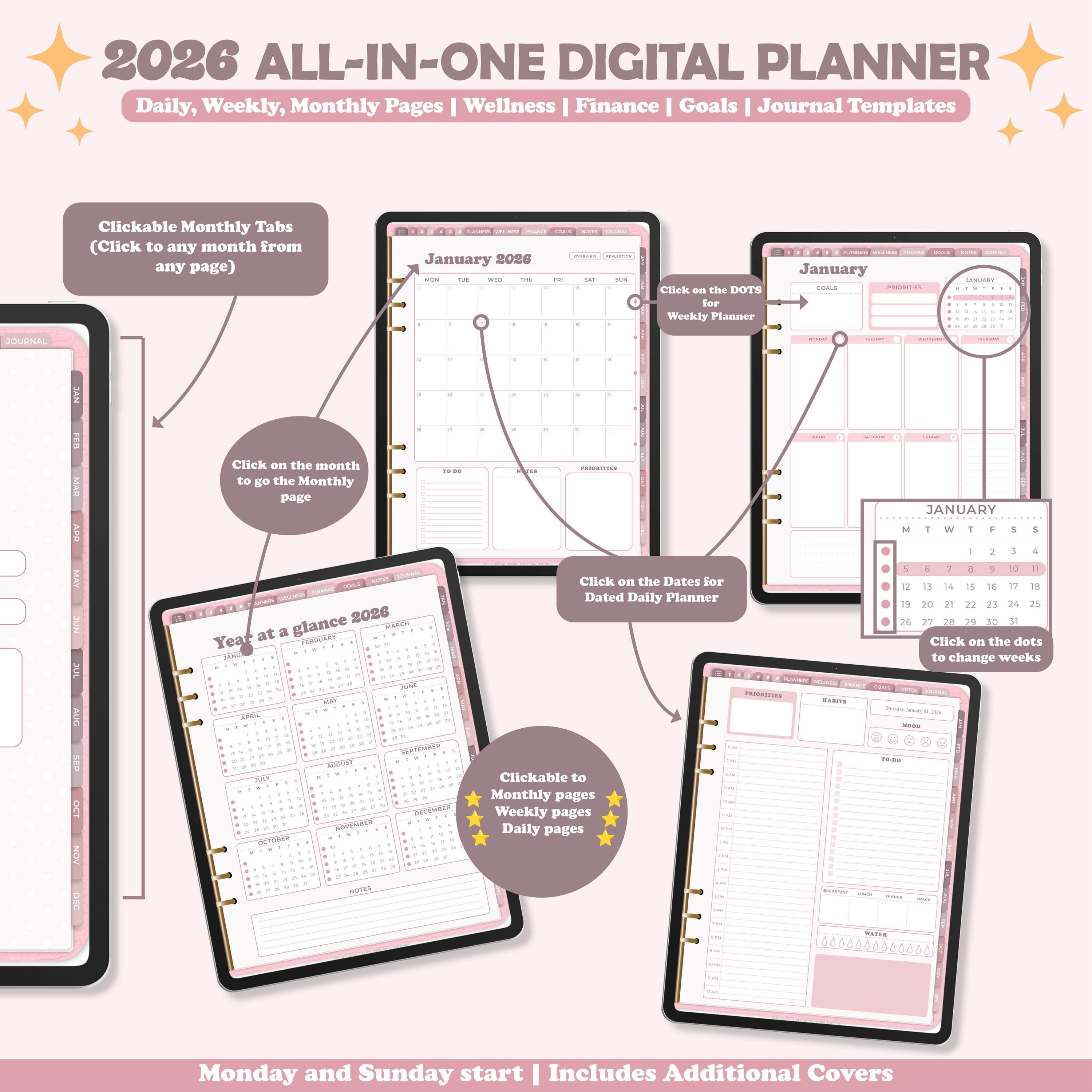 Digital Planner 2026, Dated Digital Planner, Goodnotes Notability ...