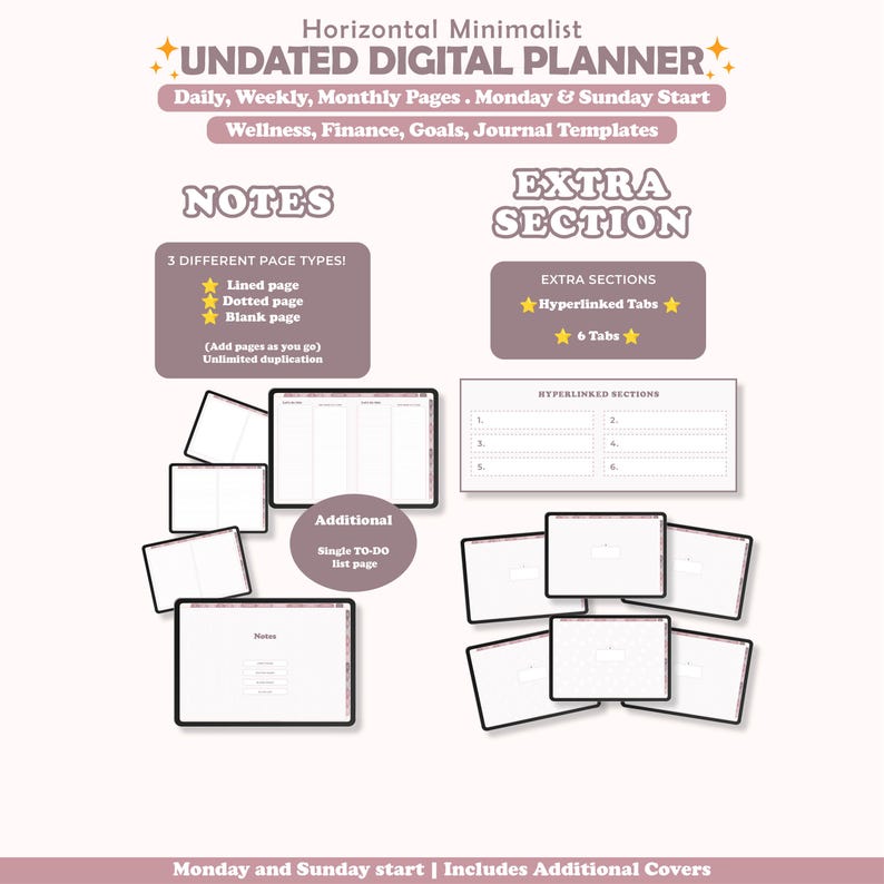 Digital Planner, Undated Landscape Minimalist, Goodnotes Notability ...