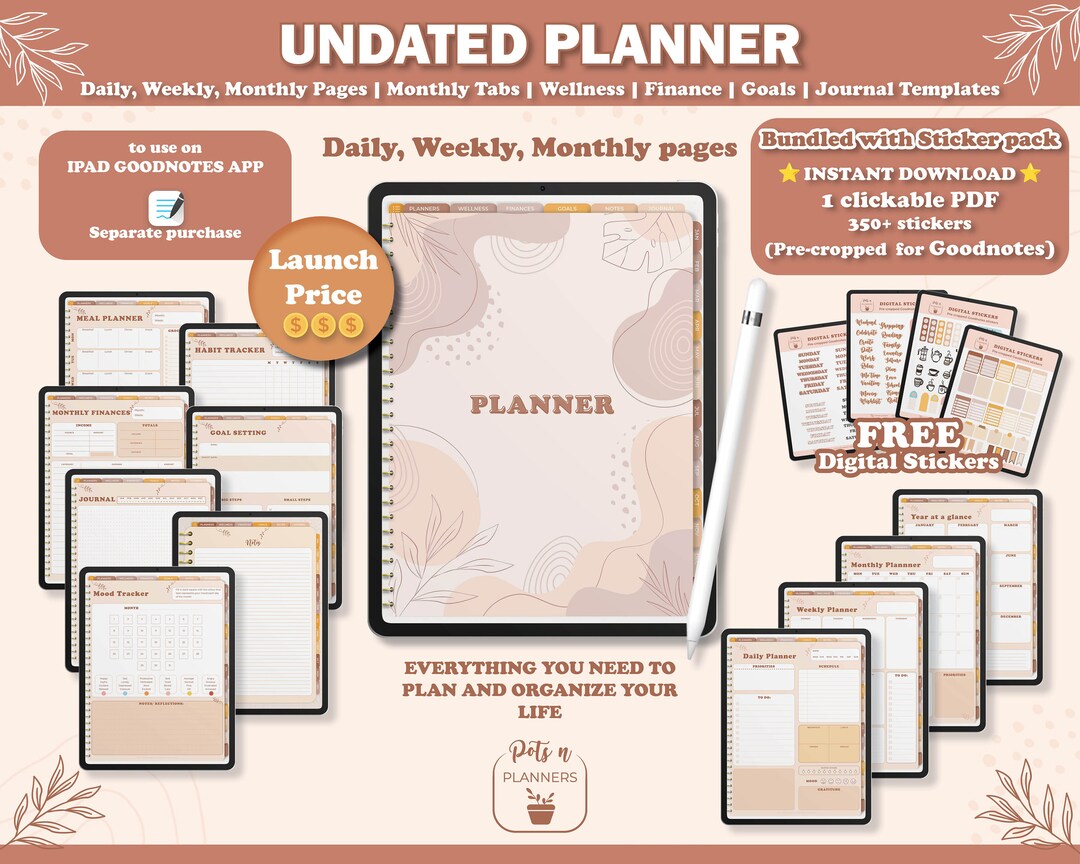Undated Digital Planner | Undated Ultimate Planner | Digital Planner ...