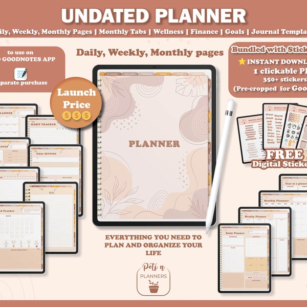 Undated Digital Planner - Etsy