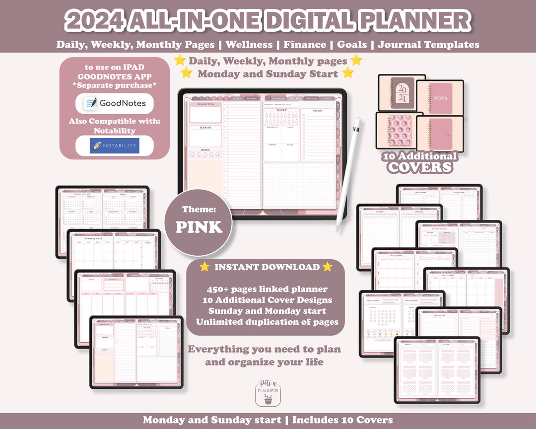 Digital Planner 2024 Dated Digital Planner Goodnotes Planner Daily ...