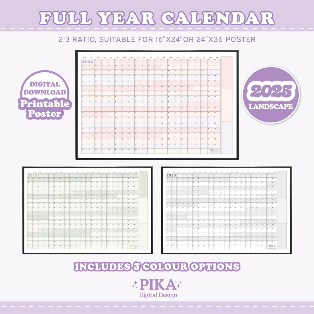 2025 Full Year Calendar, 365 Days Calendar, 2025 Yearly Calendar Large ...