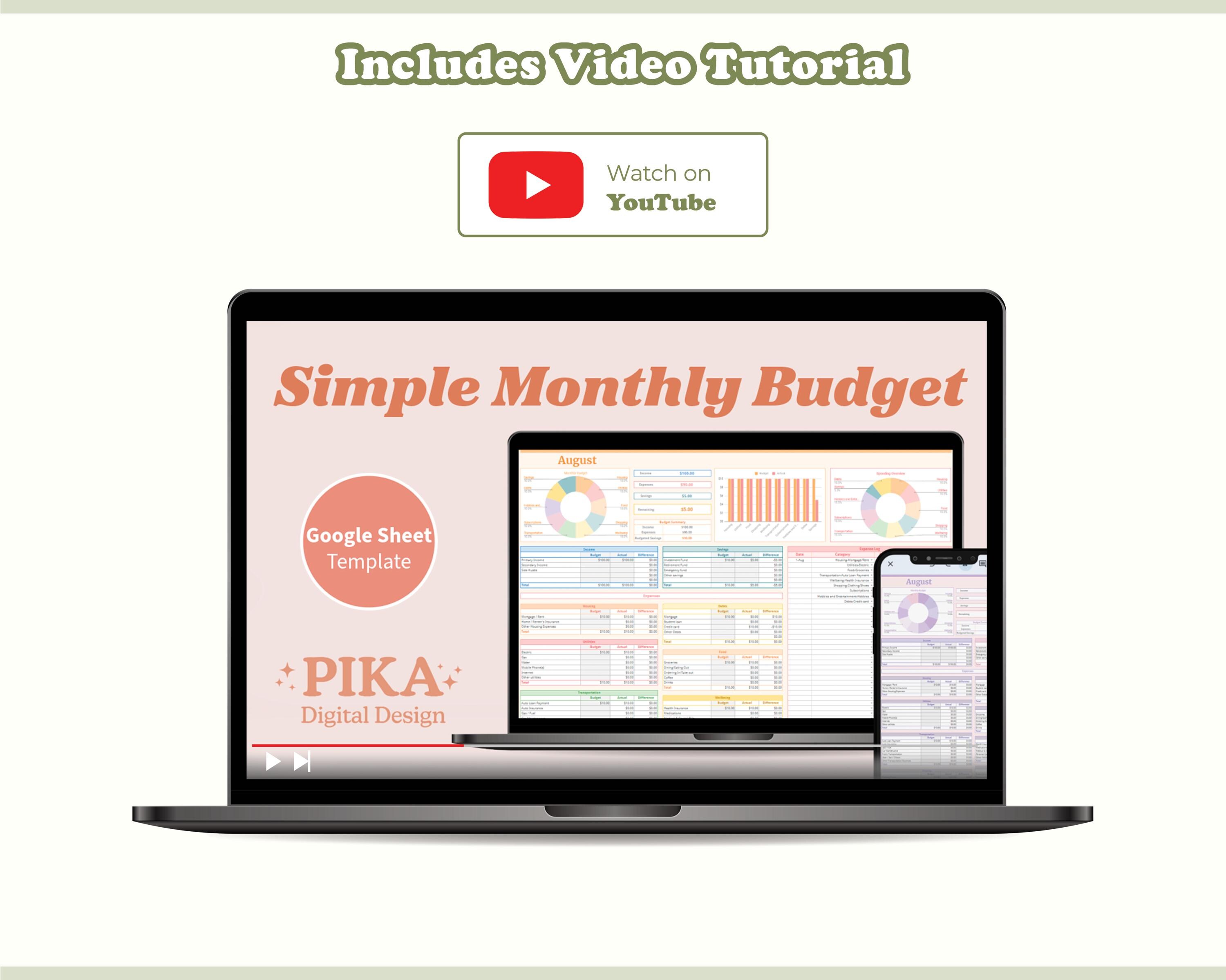 Monthly Budget Planner: Google Sheets Finance Tracker (digital Download ...