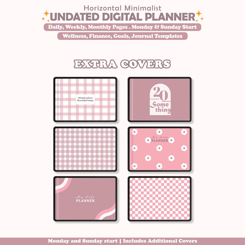 Digital Planner, Undated Landscape Minimalist, Goodnotes Notability ...