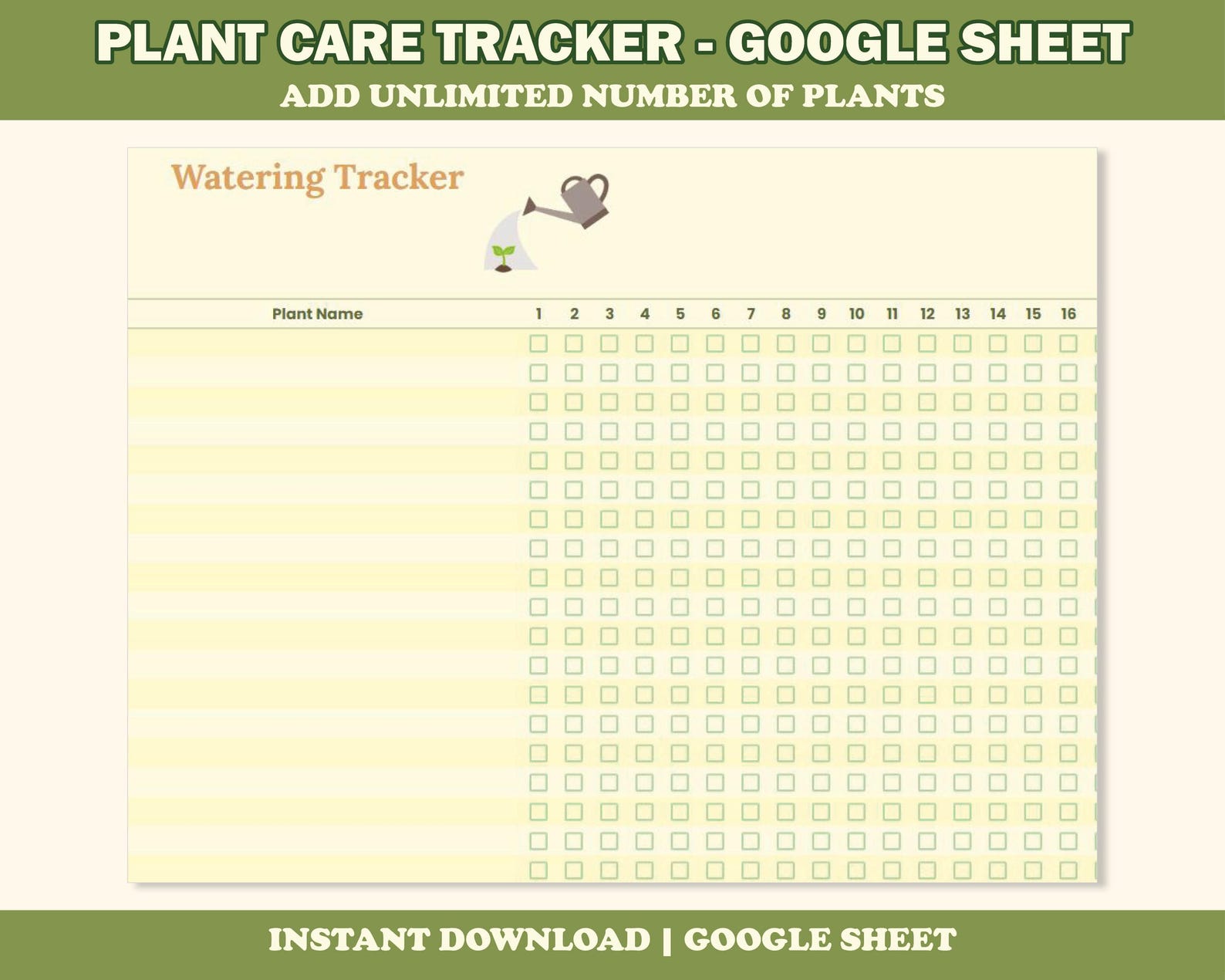 Plant Care Tracker Spreadsheet | Plant Planner | Plant Care Tracker ...