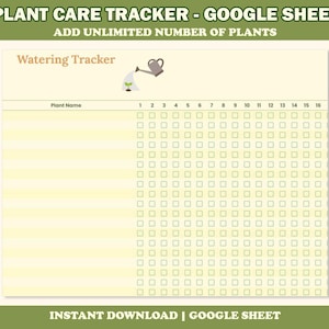 Plant Care Tracker Spreadsheet | Plant Planner | Plant Care Tracker ...