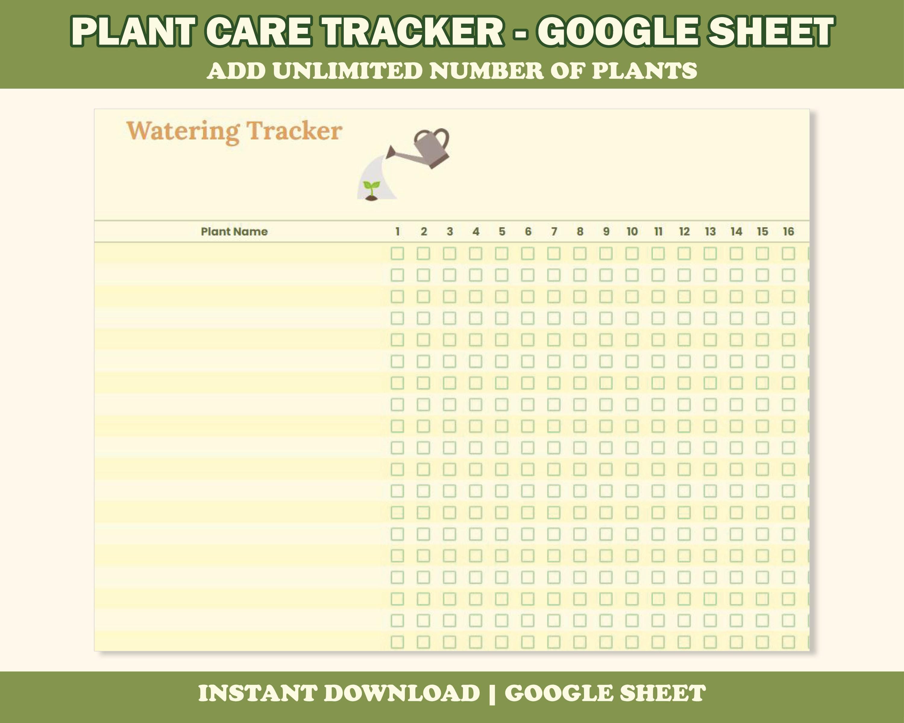 Plant Care Tracker Spreadsheet | Plant Planner | Plant Care Tracker ...
