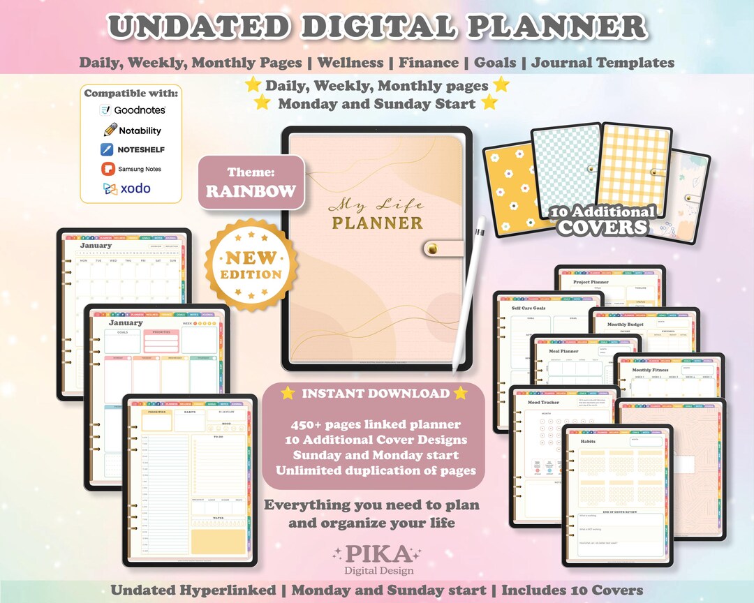 Digital Planner Undated, Digital Planner, Goodnotes Notability Digital ...
