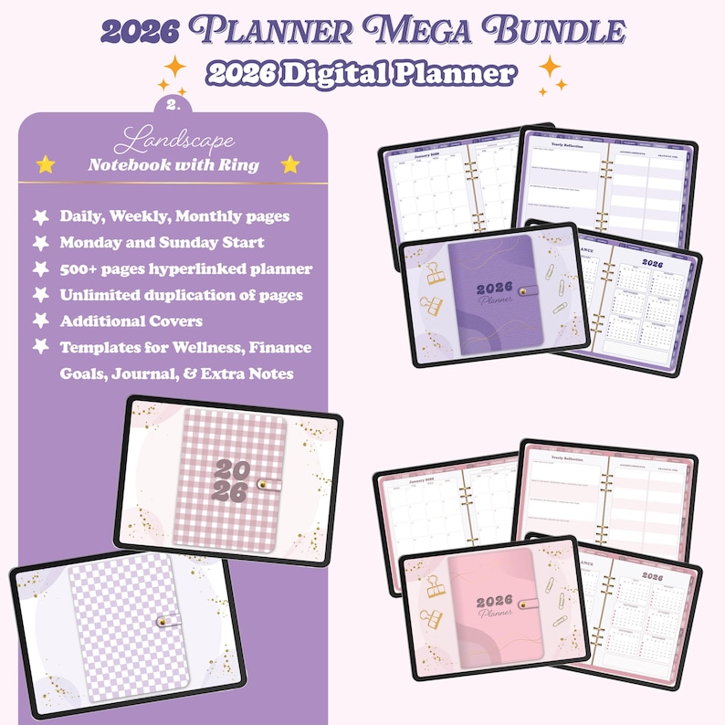 2026 Planner Bundle: 2026 Dated Vertical Horizontal Planners, Daily ...