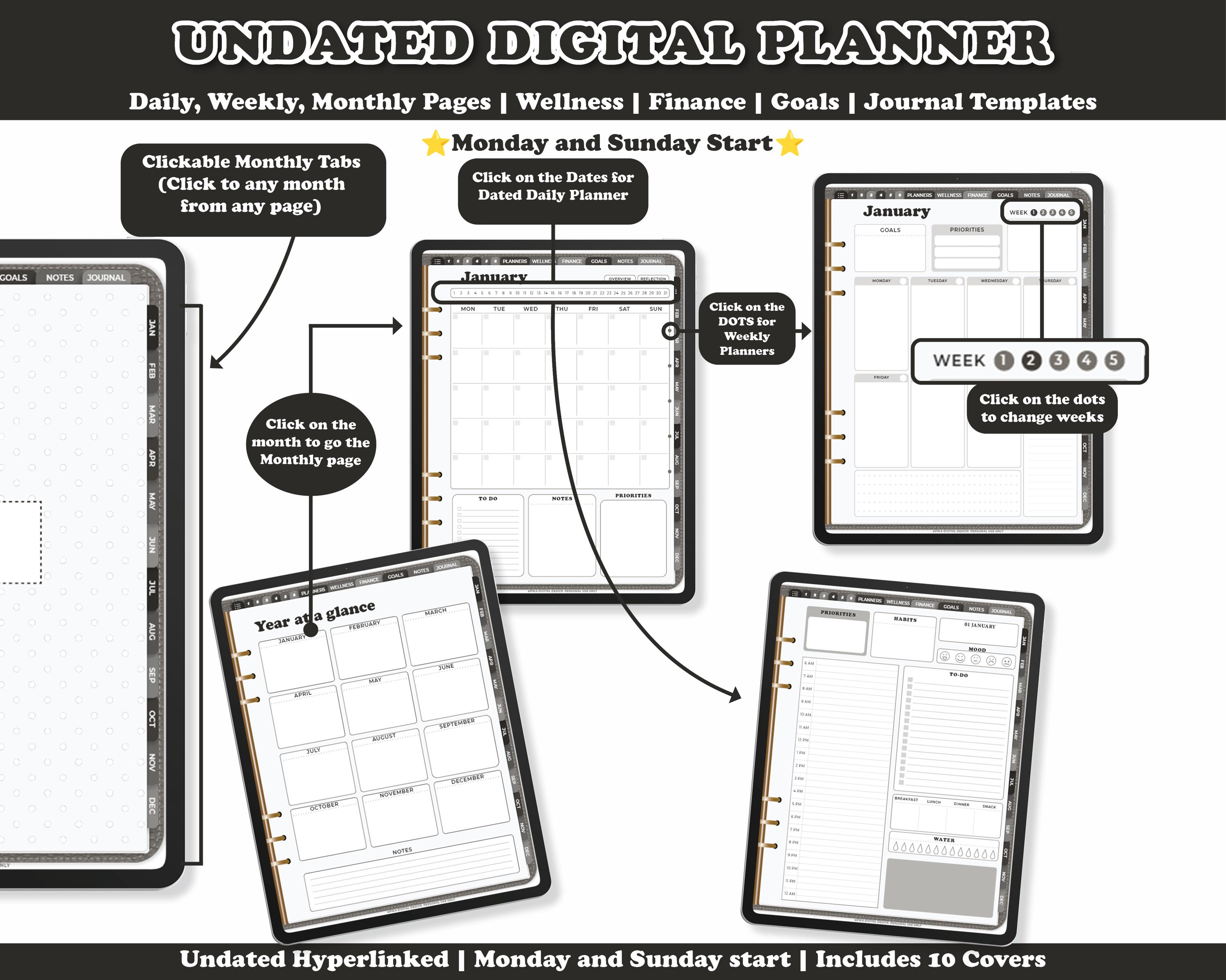 Digital Planner Undated, Digital Planner, Goodnotes Notability Digital ...