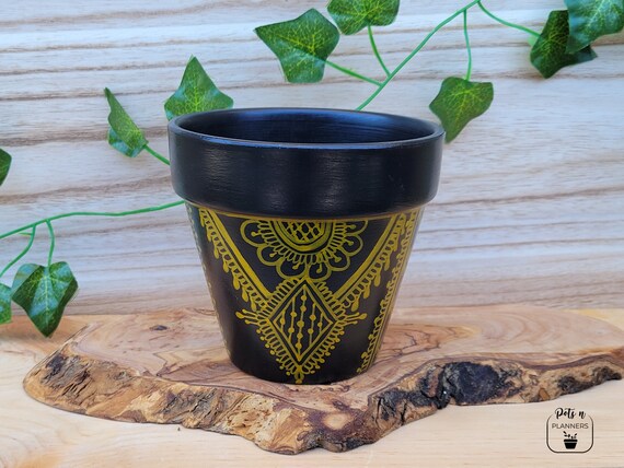 Gold Henna Pot Hand Painted Planter Painted Pot - Etsy