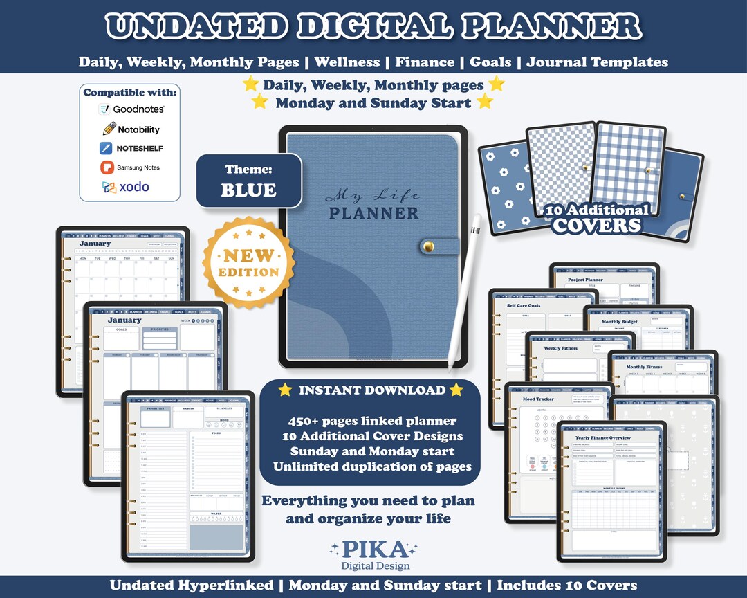 Digital Planner Undated, Digital Planner, Goodnotes Notability Digital ...