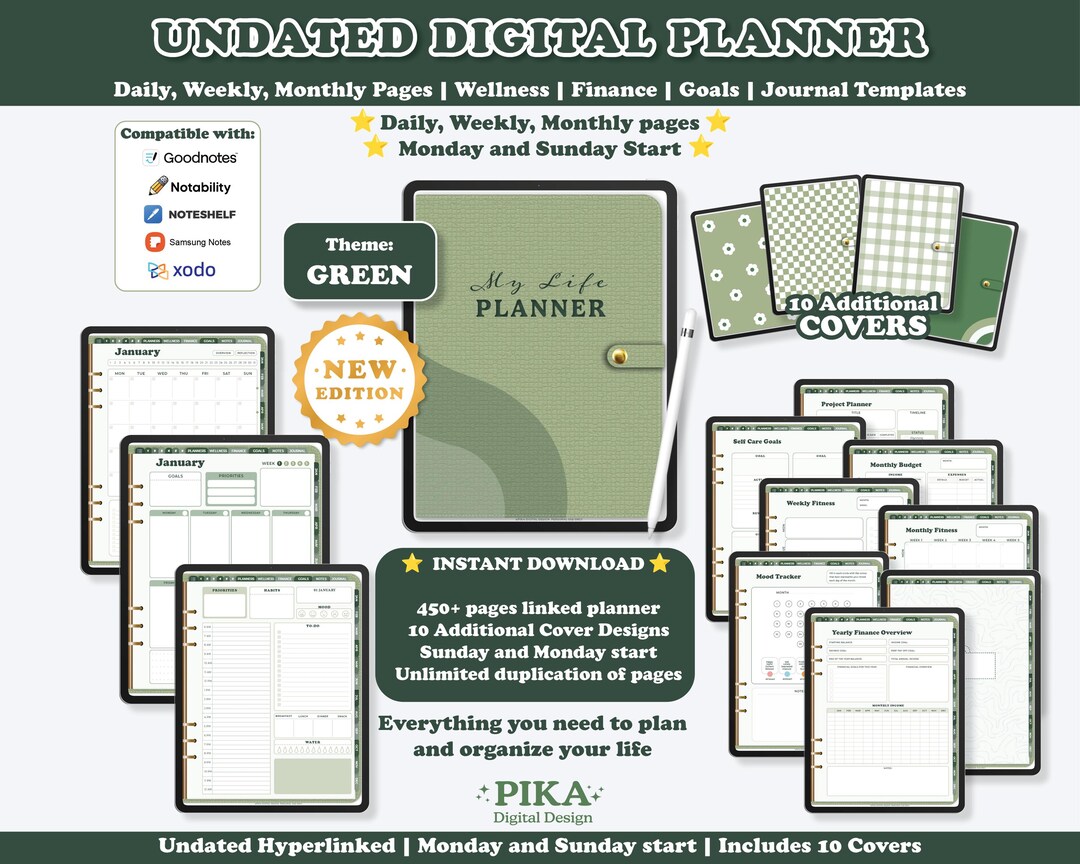 Digital Planner Undated, Digital Planner, Goodnotes Notability Digital ...