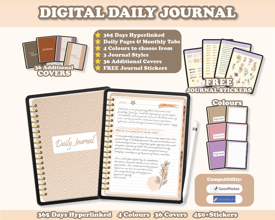 Digital Daily Journal, Digital Journal for Ipad, Goodnotes and ...