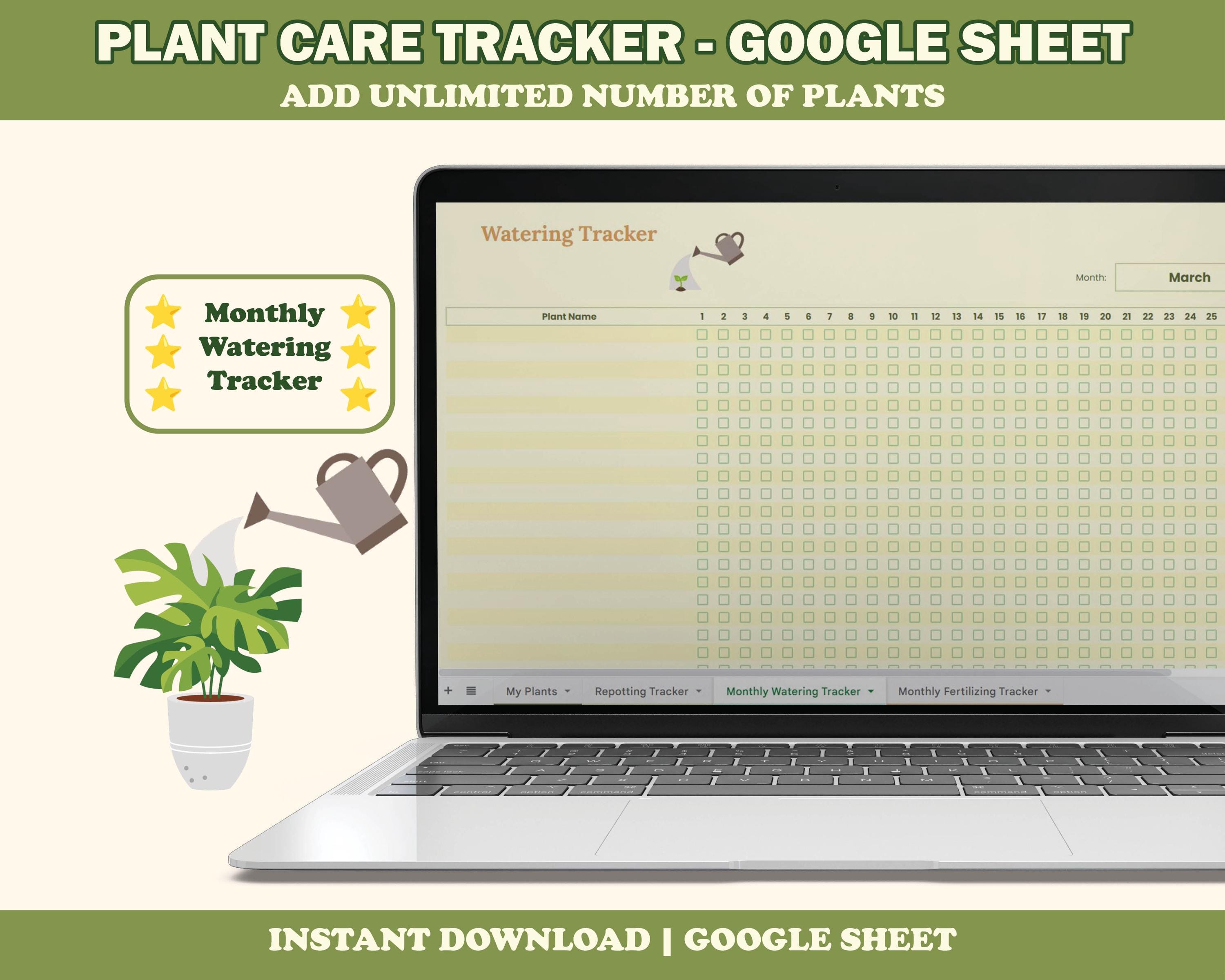 Plant Care Tracker Spreadsheet | Plant Planner | Plant Care Tracker ...