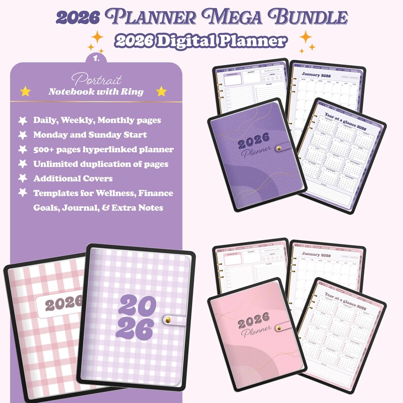 2026 Planner Bundle: 2026 Dated Vertical Horizontal Planners, Daily ...